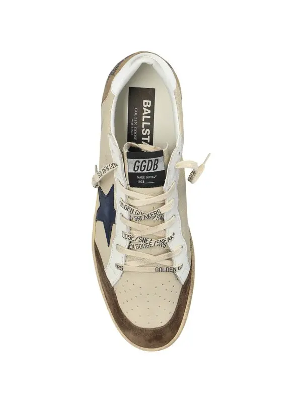 GOLDEN GOOSE Ball Star Leather Sneakers With Star Patch And Distressed Finish - Multicolor