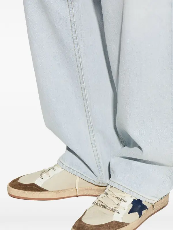 GOLDEN GOOSE Ball Star Leather Sneakers With Star Patch And Distressed Finish - Multicolor