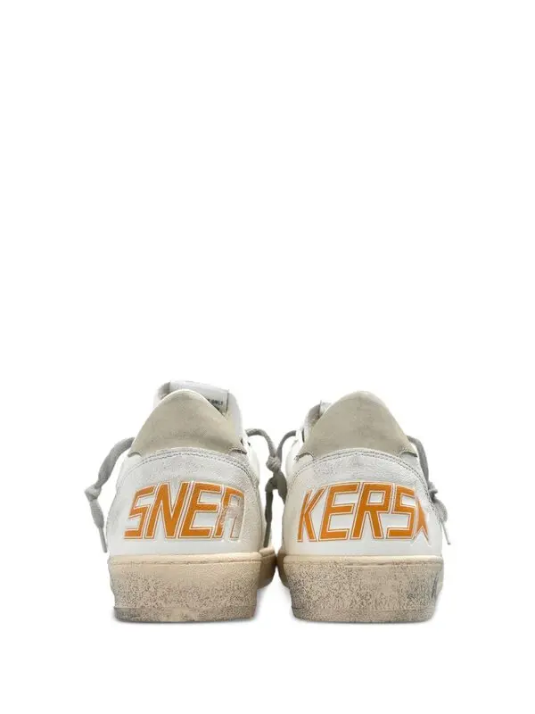 GOLDEN GOOSE Ball Star Leather Sneakers With Star Patch And Distressed Finish - Multicolor