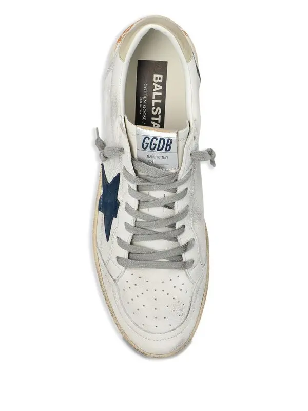 GOLDEN GOOSE Ball Star Leather Sneakers With Star Patch And Distressed Finish - Multicolor