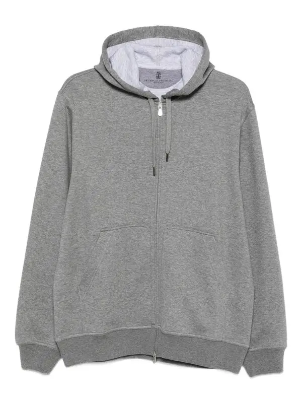 Brunello Cucinelli Grey Cotton Blend Zip-up Hoodie - Multicolor