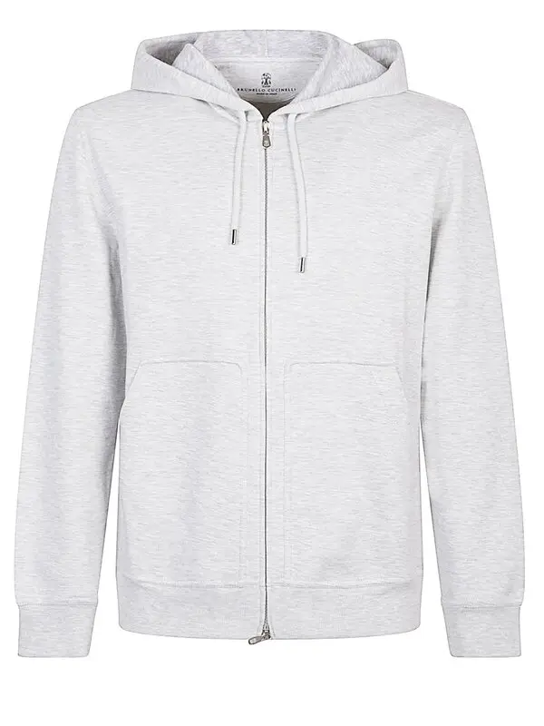 Brunello Cucinelli Heather Grey Cotton Blend Zip-up Hoodie - Multicolor