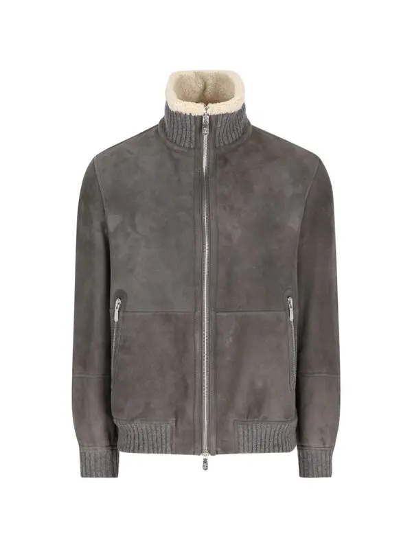 Brunello Cucinelli Shearling Leather Jacket - Multicolor