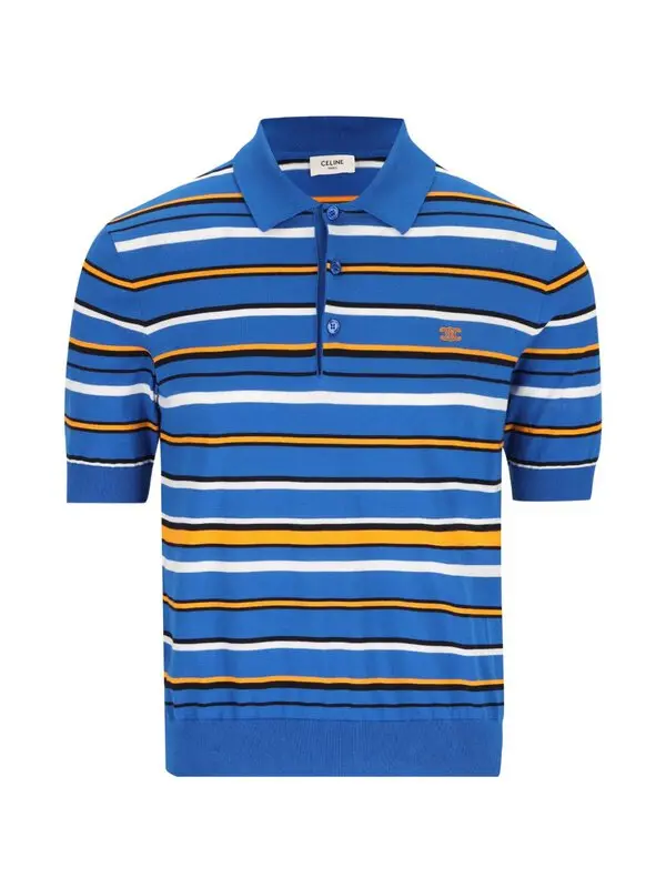 Celine Striped Cotton Polo Shirt - Multicolor
