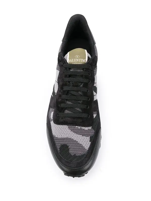 Valentino Garavani Rockrunner Camouflage Suede And Mesh Sneakers - Multicolor