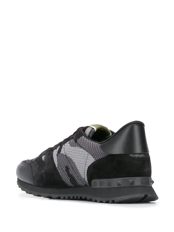 Valentino Garavani Rockrunner Camouflage Suede And Mesh Sneakers - Multicolor