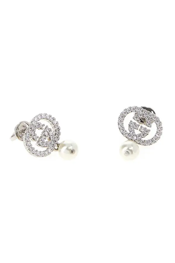 Gucci Metal Earrings With Pearl Detail