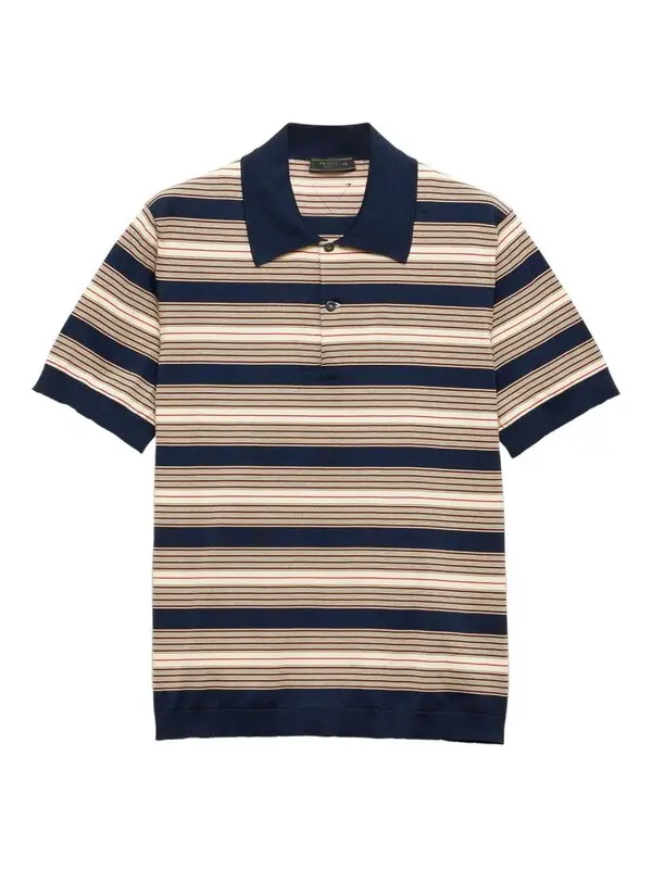 Prada Striped Cotton Polo Shirt - Multicolor