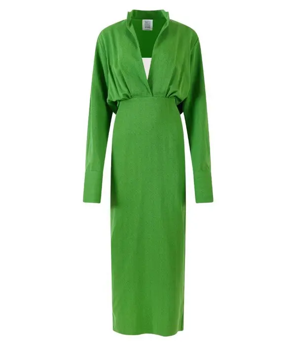 Rosie Assoulin Just A Small Gathering Open Back Dress - Grass Green