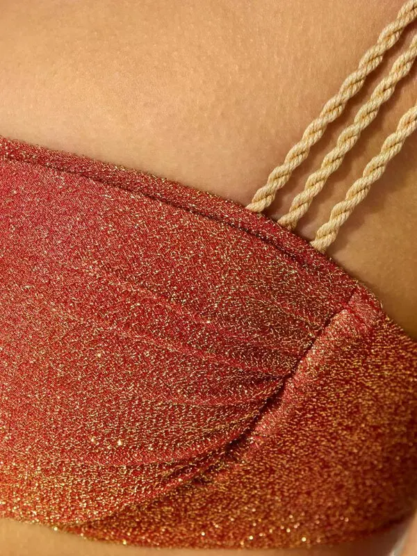 DEL MAAR Isi Beaded Tie Bikini Top