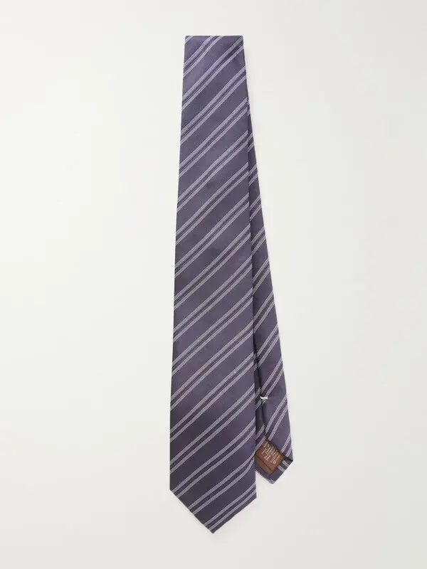 Canali 8cm Striped Silk Tie - Blue