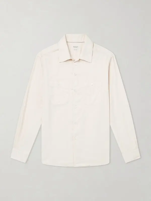 Brunello Cucinelli Cotton-poplin Shirt - Neutrals