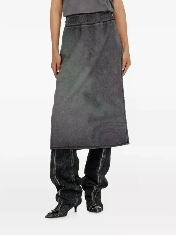 DIESEL® Fleece Midi Skirt With Dévoré Print
