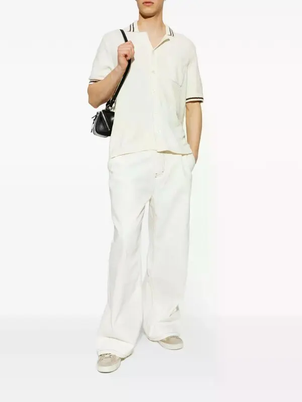 SAMSOE SAMSOE Sapedro Striped-trim Bouclé Shirt - Neutrals