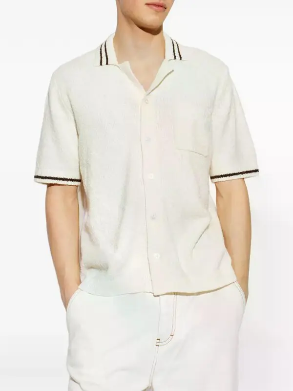 SAMSOE SAMSOE Sapedro Striped-trim Bouclé Shirt - Neutrals