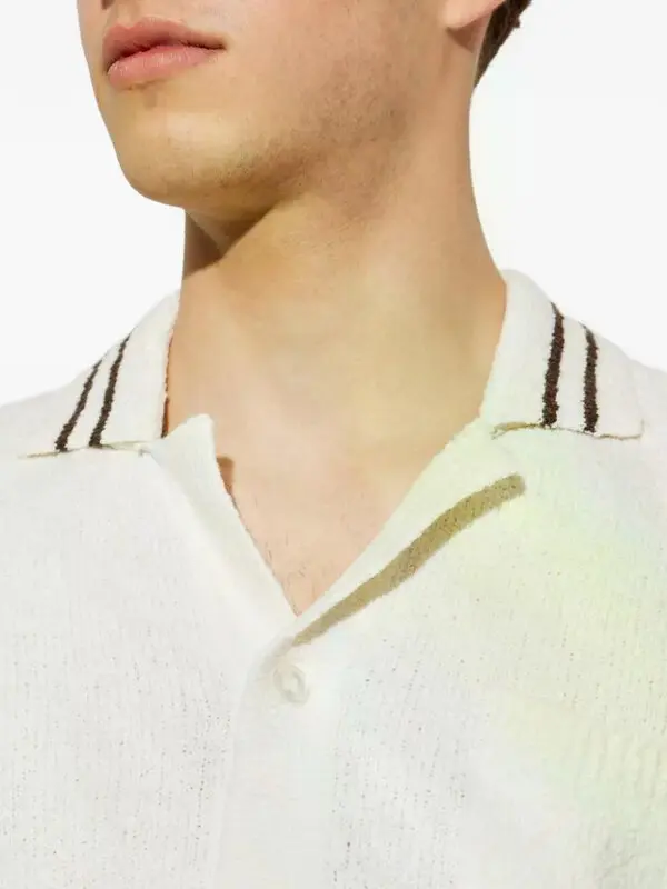 SAMSOE SAMSOE Sapedro Striped-trim Bouclé Shirt - Neutrals