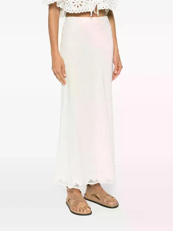 Rixo Crystal Lace Midi Skirt - Neutrals