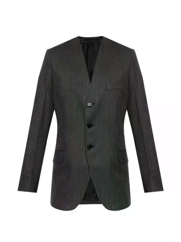 JIL SANDER Pinstriped Collarless Fitted Blazer