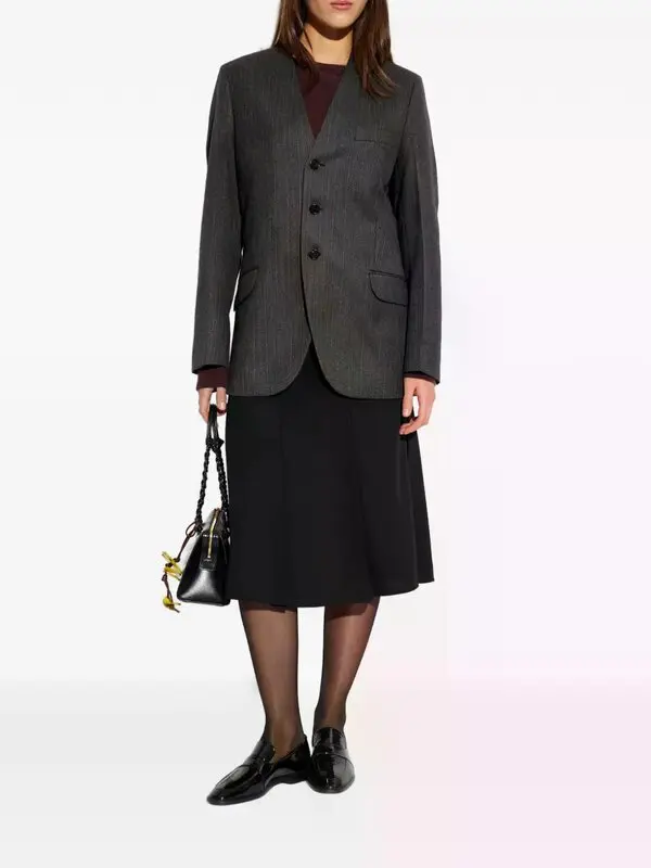 JIL SANDER Pinstriped Collarless Fitted Blazer