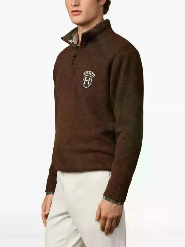 HACKETT LONDON Logo-patch Quarter-zip Sweater