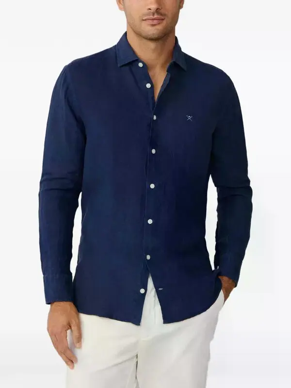 HACKETT LONDON Logo-embroidered Linen Shirt