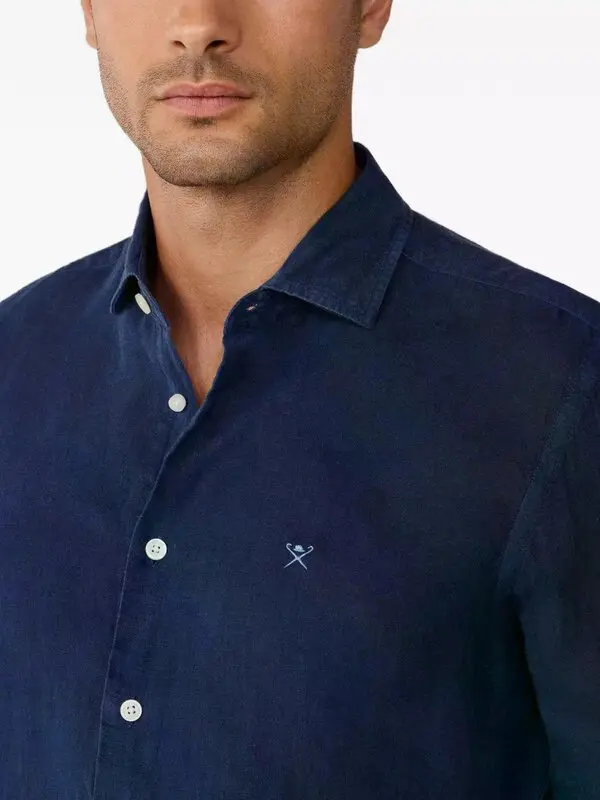 HACKETT LONDON Logo-embroidered Linen Shirt