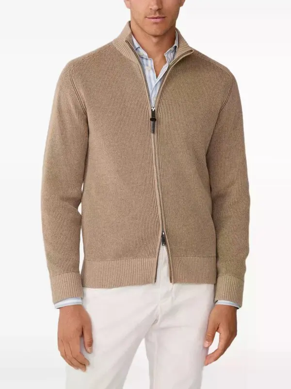 HACKETT LONDON Rib-stitched Raglan-sleeve Cardigan