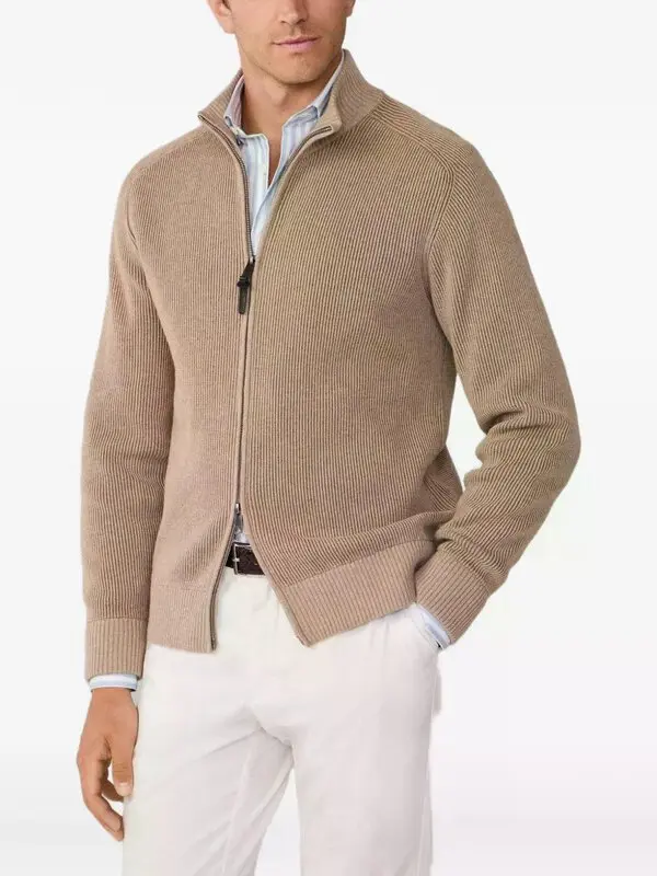 HACKETT LONDON Rib-stitched Raglan-sleeve Cardigan
