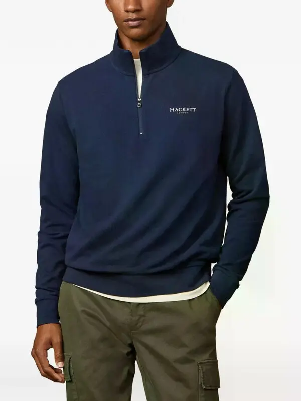 HACKETT LONDON Pique-knit Quarter-zip Sweater