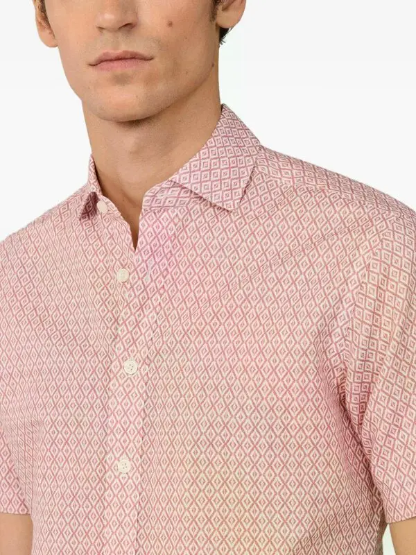 HACKETT LONDON Clay-print Short-sleeve Shirt