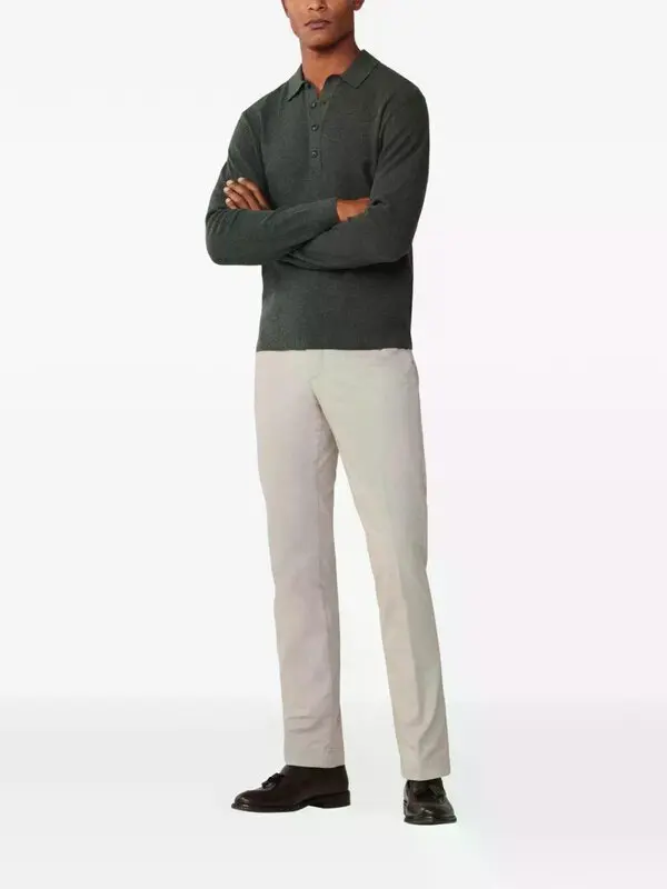 HACKETT LONDON Textured-knit Long-sleeve Polo Shirt