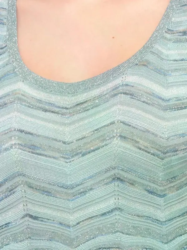 D.exterior Chevron-knit Metallic-thread Midi Dress - Blue