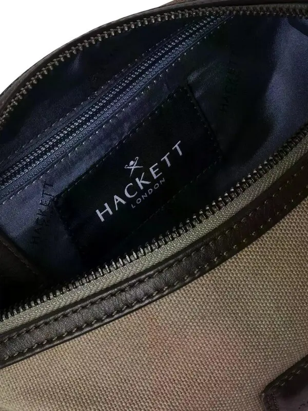 HACKETT LONDON Wells Leather-trimmed Canvas Wash Bag