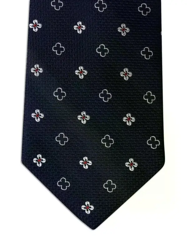 HACKETT LONDON Flower-outline Silk Tie