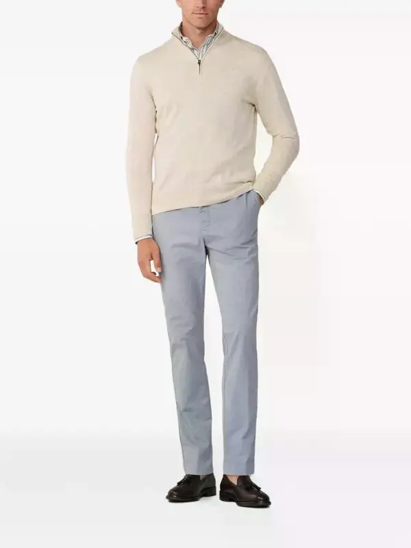 HACKETT LONDON Embroidered Quarter-zip Sweater