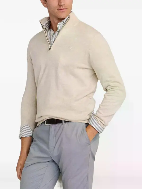 HACKETT LONDON Embroidered Quarter-zip Sweater
