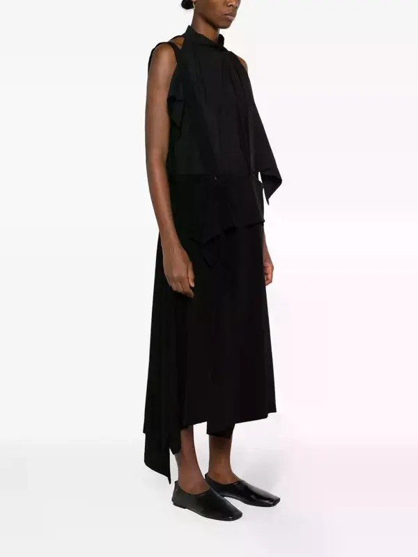Yohji Yamamoto Draped Satin Skirt With Shoulder Straps