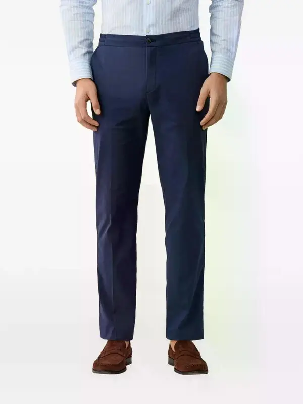 HACKETT LONDON Pleated Elasticated-waistband Chino Trousers
