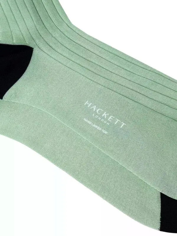 HACKETT LONDON Ribbed-knit Contrast-heel Socks