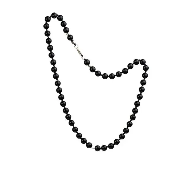 AMONTA Black Onyx And Sterling Silver Silk Necklace - Black/silver