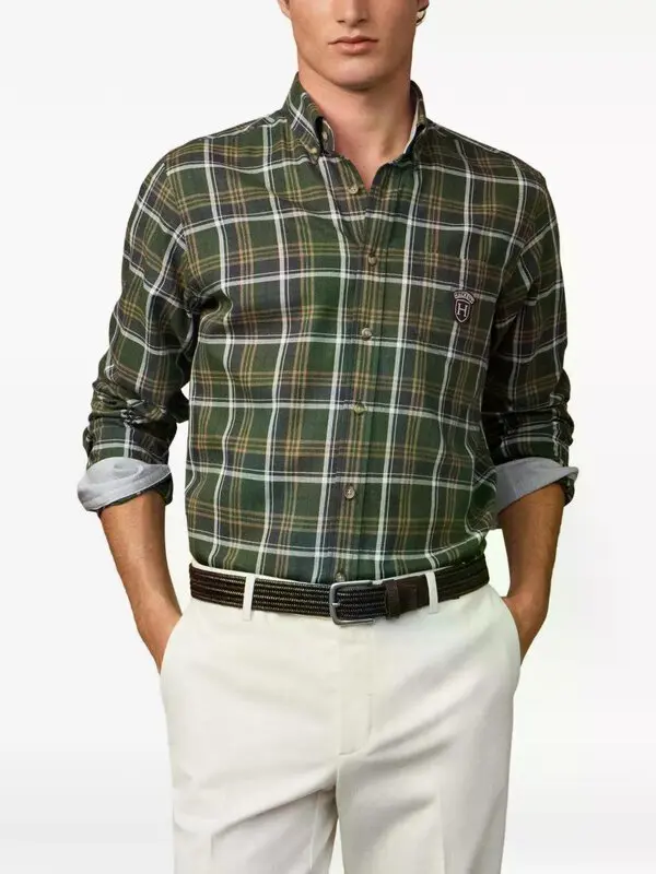 HACKETT LONDON Plaid Elbow-patch Shirt