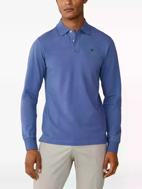 HACKETT LONDON Logo-embroidered Long-sleeve Polo Shirt