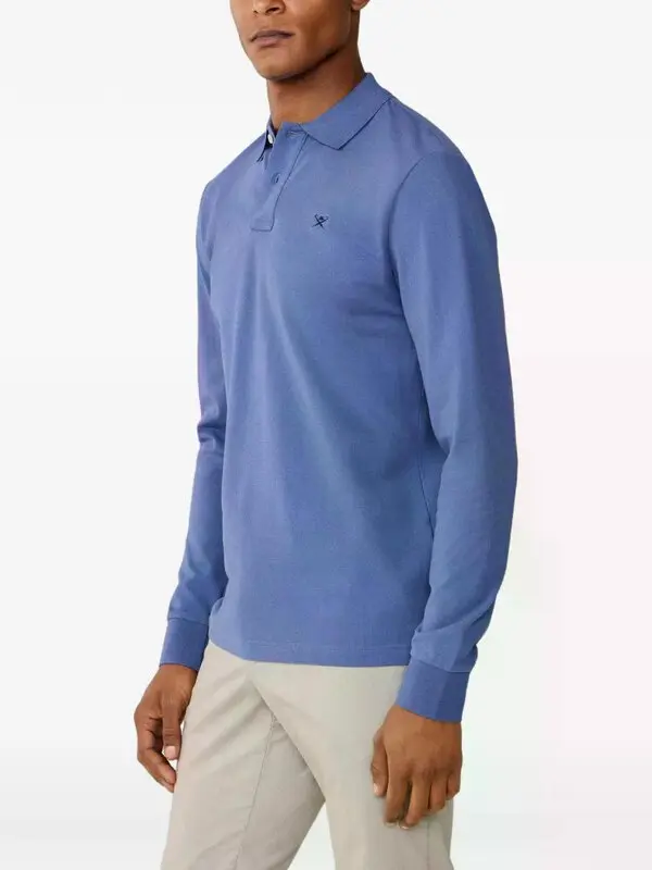 HACKETT LONDON Logo-embroidered Long-sleeve Polo Shirt