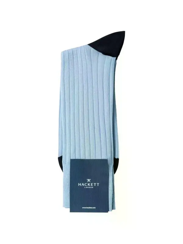 HACKETT LONDON Ribbed Knit Contrast Panel Crew Socks