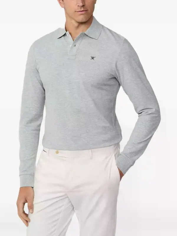 HACKETT LONDON Logo-embroidered Long-sleeve Polo Shirt