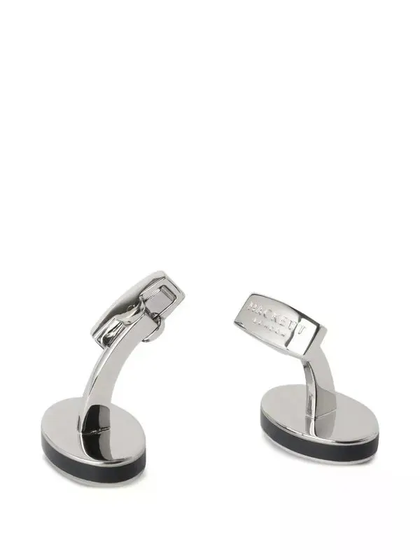 HACKETT LONDON Engraved-logo Oval Cufflinks