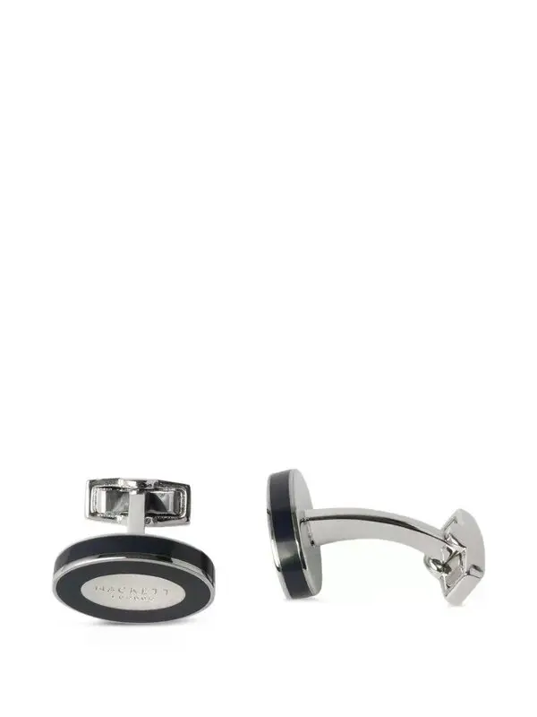 HACKETT LONDON Engraved-logo Oval Cufflinks
