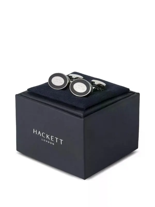 HACKETT LONDON Engraved-logo Oval Cufflinks