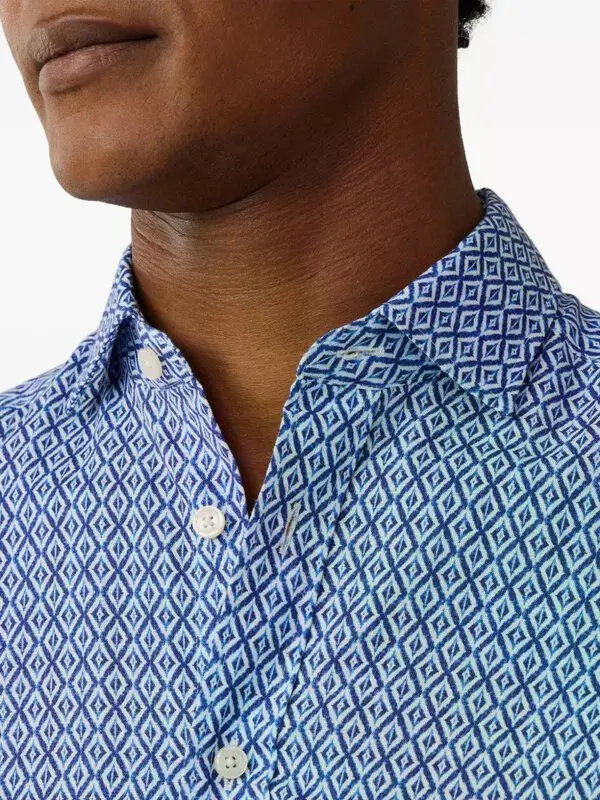 HACKETT LONDON Clay-print Short-sleeve Shirt