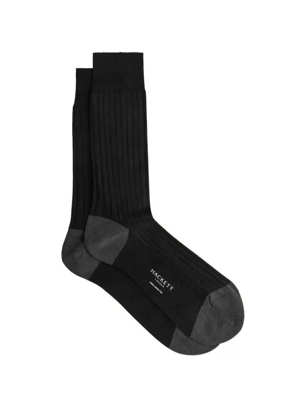 HACKETT LONDON Mercerised Cotton Ribbed Dress Socks